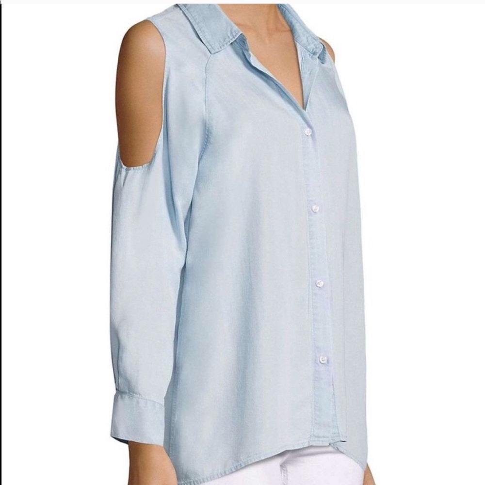 Rails Lana Cold Shoulder Chambray Top Medium - Gem